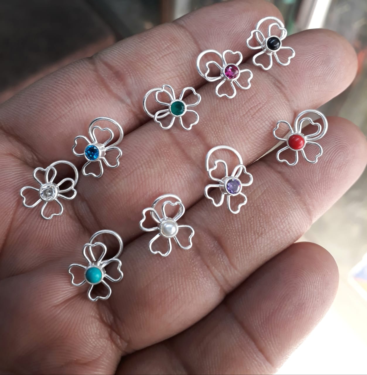 Buy Pure Silver Wire Nose Pins Online | Silver Nose Pin Collections ...